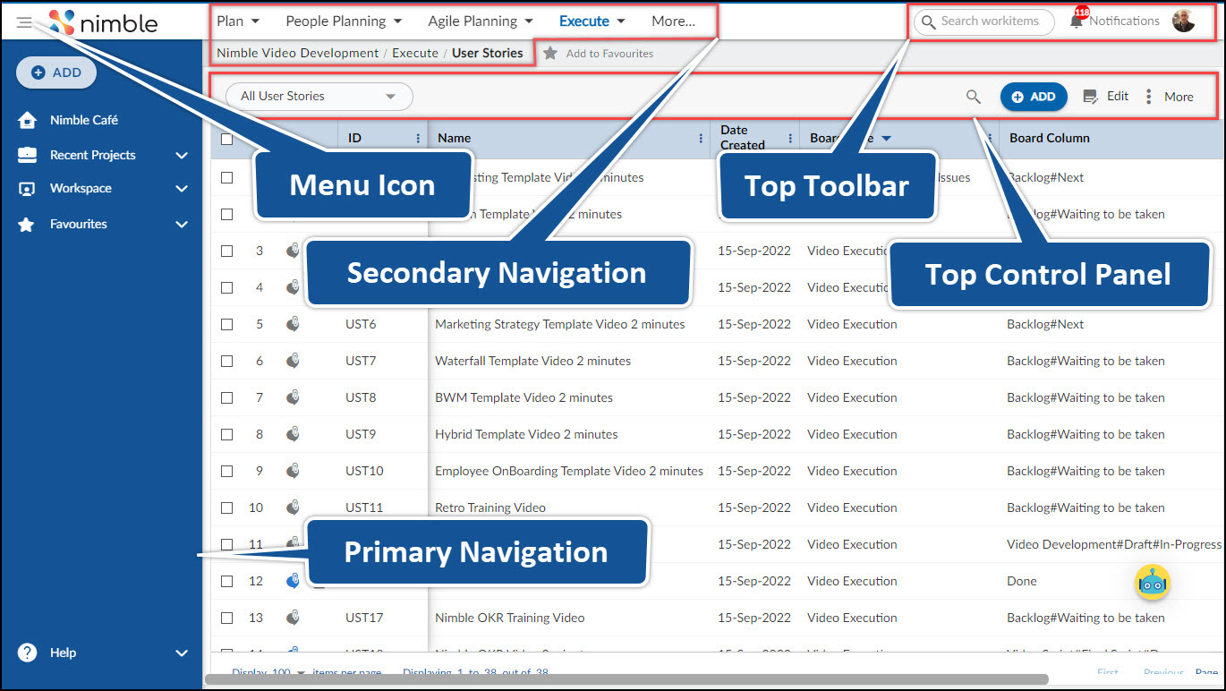 Getting Familiar with the User Interface of Nimble - Nimble Knowledge Base