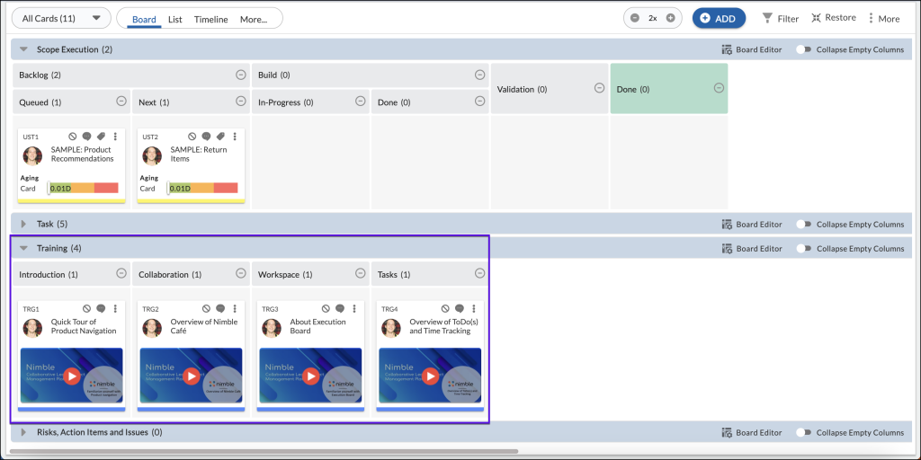 Revisit the Training Cards Details - Nimble Knowledge Base