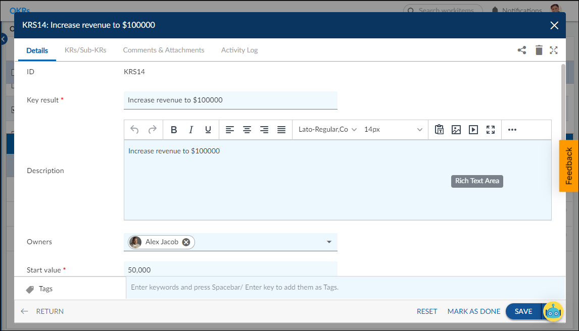 Working with Key Result in OKR - Nimble Knowledge Base