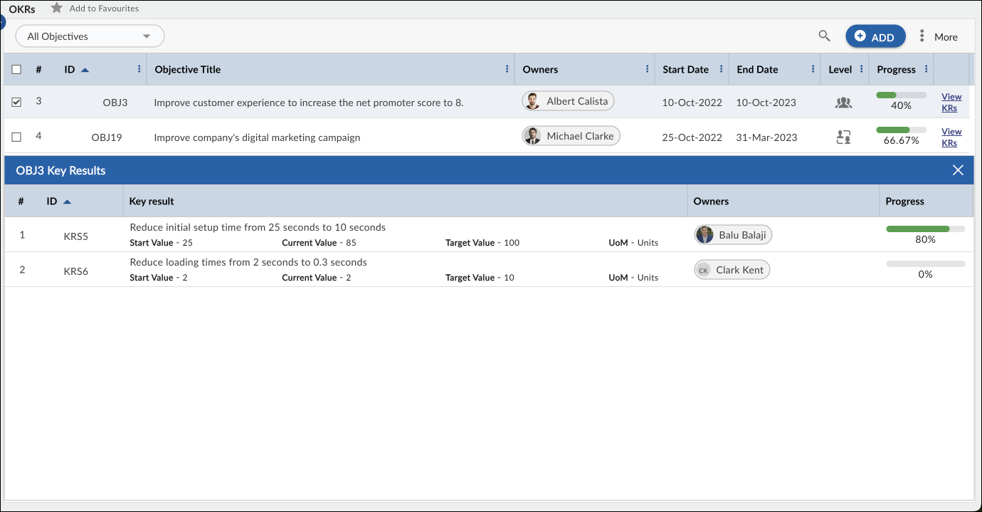Working with Key Result in OKR - Nimble Knowledge Base