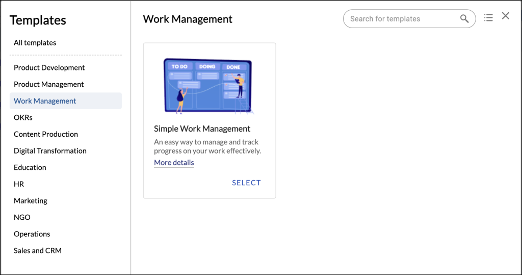Work Management Templates and Related Menus - Nimble Knowledge Base