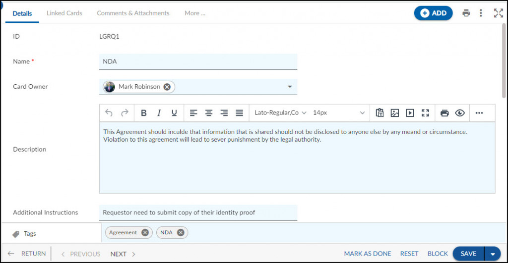 How to Add a Legal Request - Nimble Knowledge Base