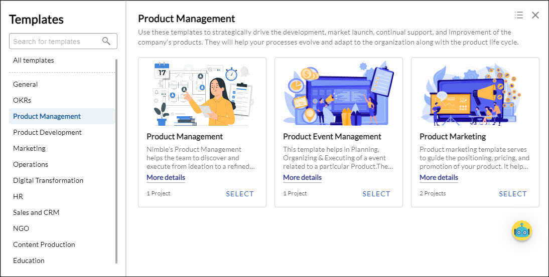 Product Management Templates and Related Menus - Nimble Knowledge Base