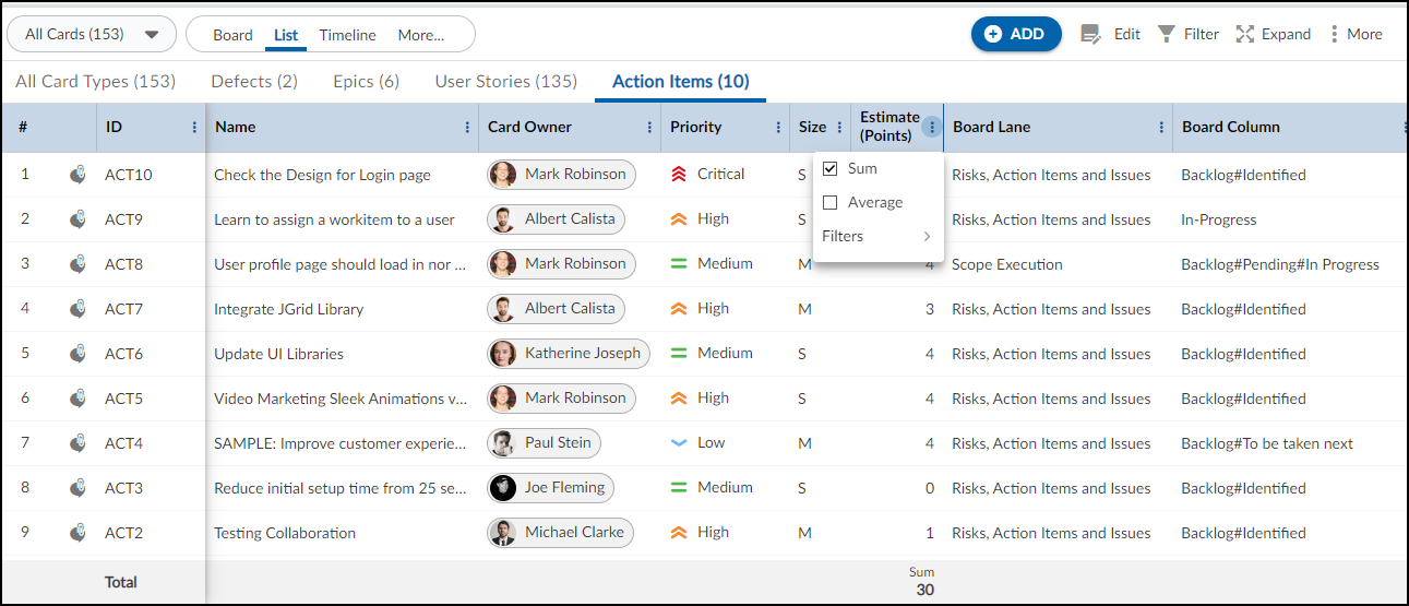 Different Views on Execution Board - Nimble Knowledge Base