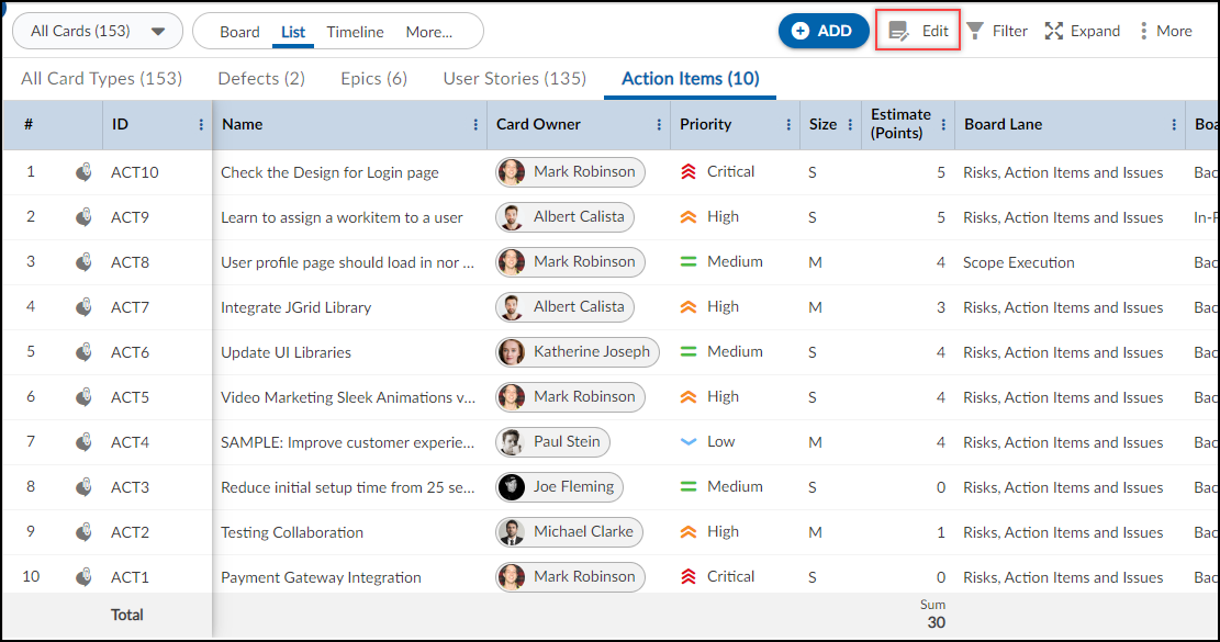 Different Views on Execution Board - Nimble Knowledge Base