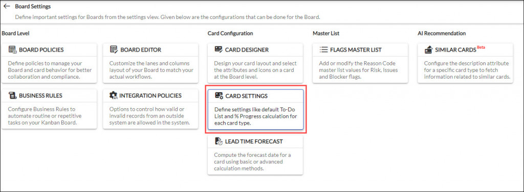 Configuring Card Types - SwiftKanban Knowledge Base
