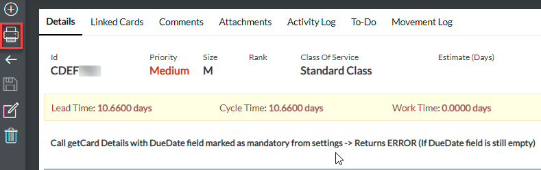 Printing Card Details - SwiftKanban Knowledge Base